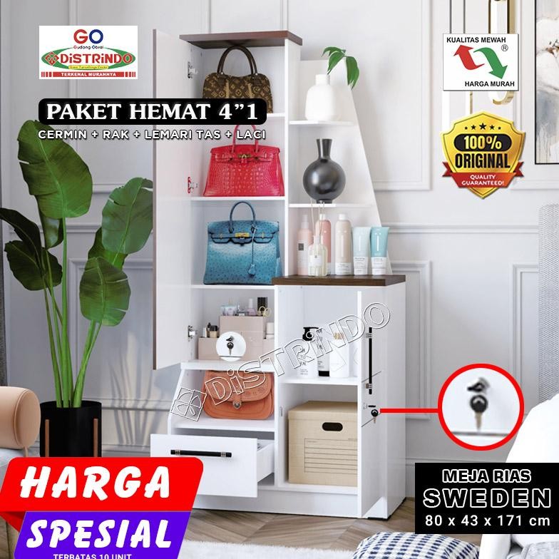 Jual Meja Rias Lemari Tas + Rak + Laci + Lemari Pakai Kunci Kualitas ...