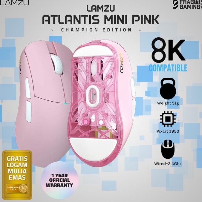 Jual Lamzu Atlantis Mini Pink Champion Edition Wireless Gaming Mouse ...