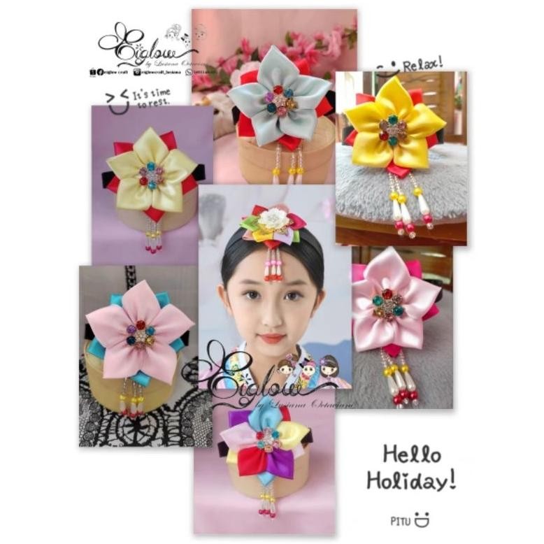 Jual Bando Korean hanbok baetsi daenggi bunga mewah permata rhinestone ...