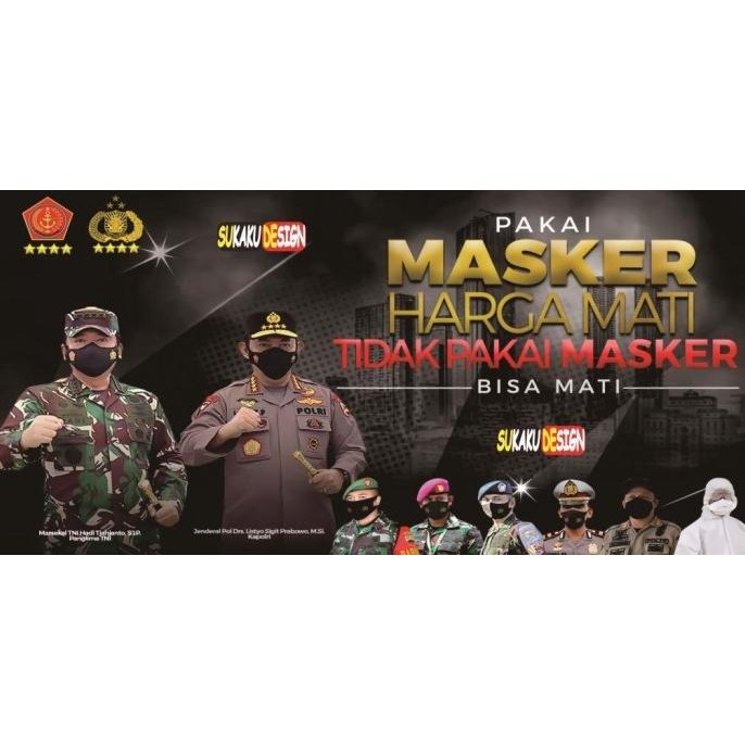 Jual ready !!! BANNER /SPANDUK Wajib Pakai Masker Harga Mati Design TNI ...