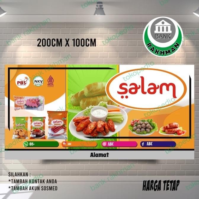 Jual ready !!! SPANDUK BANNER FROZEN FOOD SALAM UKURAN 200CM X 100CM ...
