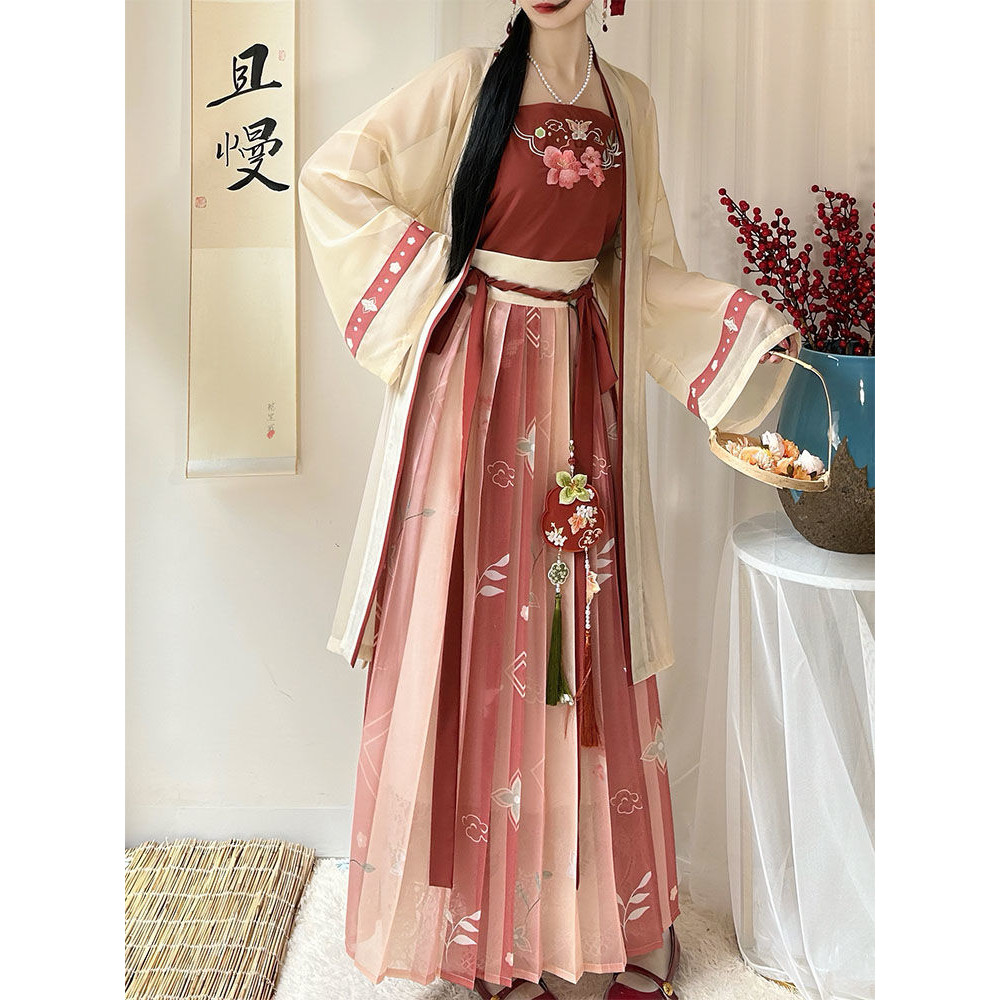 Jual Hanfu Gaya Dinasti Song Asli Wanita/Rok Lipit Beizi Bordir Bunga ...