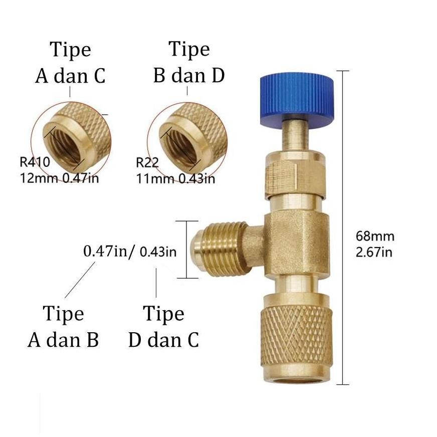 Jual HJK Valve Charging Adapter R410 R22 AI49 SM / Adaptor Premium Kran Refrigerant Freon AC ...
