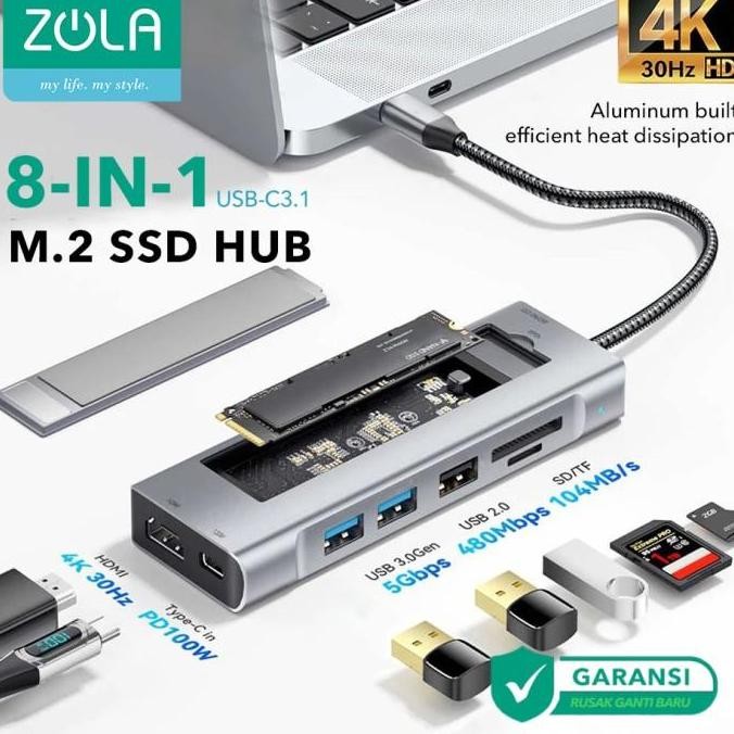 Jual HARGA DISC - Zola 8 in 1 USB HUB Type C 3.1 Enclosure SSD M.2 NVMe ...