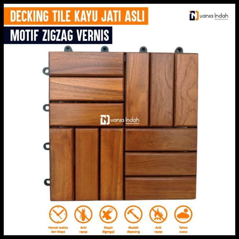 Jual DECKING TILE KAYU JATI ASLI MOTIF ZIGZAG FINISHING | Shopee Indonesia