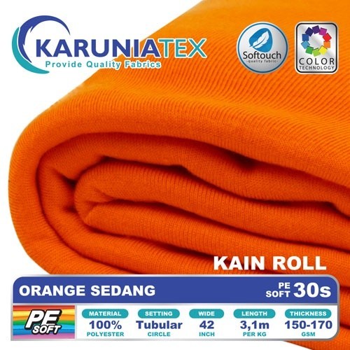 Jual Kain Kaos PE Soft 30s Rollan | Orange Sedang | Karunia Textile ...