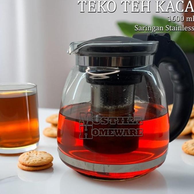 Jual Tersedia Teko Teh Kaca kapasitas 1600ml lengkap dengan Saringan ...