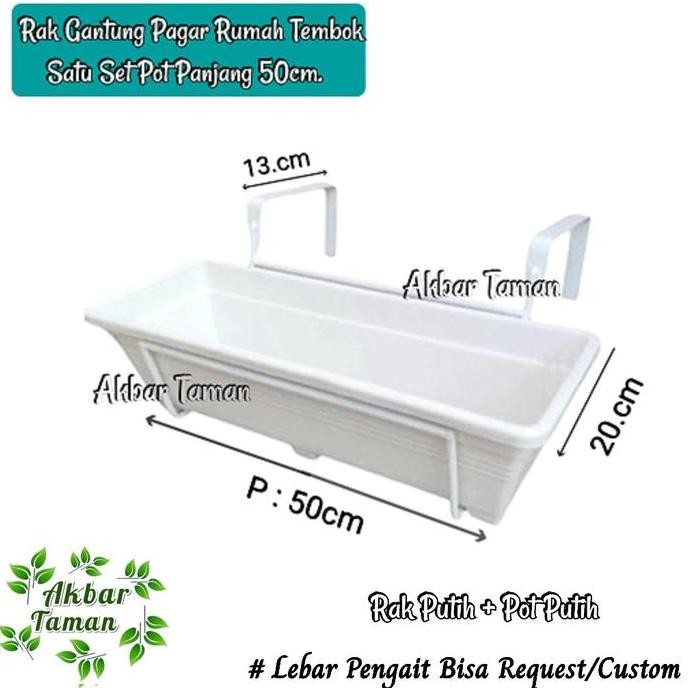 Jual RAK GANTUNG POT SATU SET POT PAGAR TEMBOK/BALKON WARNA PUTIH DAN ...