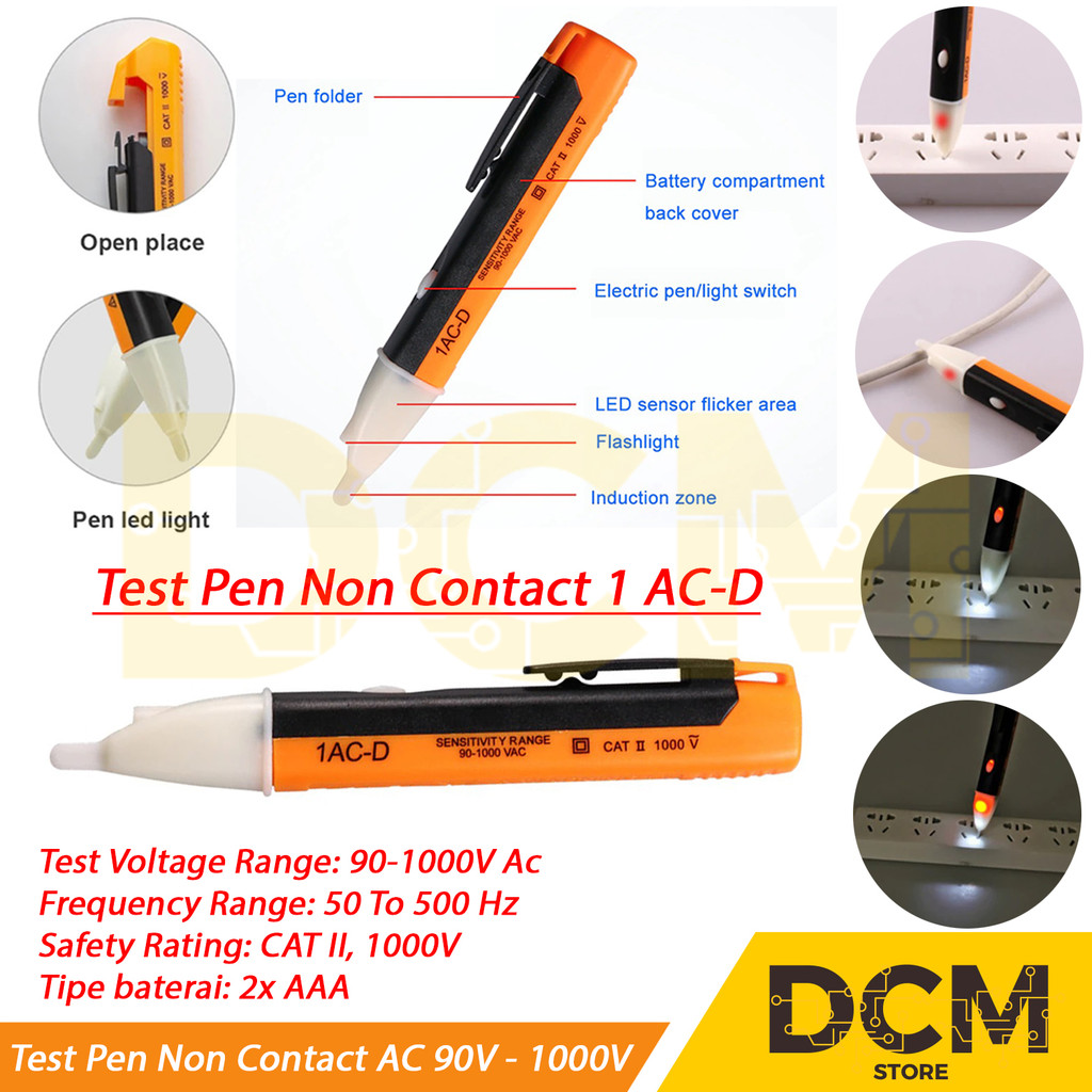 Jual Test Pen Non Contact AC 1AC-D / Testpen Pengukur Arus Listrik 90V ...