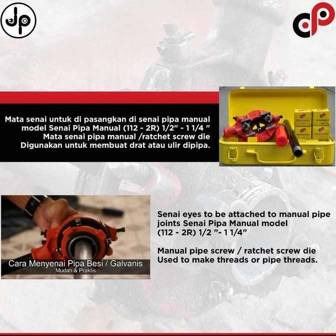 Jual Mata Senai Pipa Manual 1/2", 3/4" ,1" , 1 1/4" | Ratchet Screw Die ...