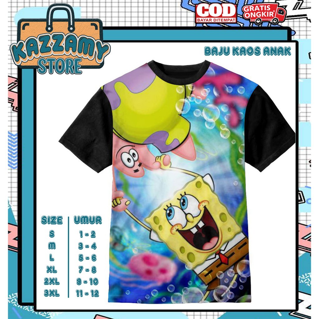 Jual Kaos Anak 3D Baju Anak Spongebob Heavy - Kaos Anak 3D Usia 1-12Thn ...