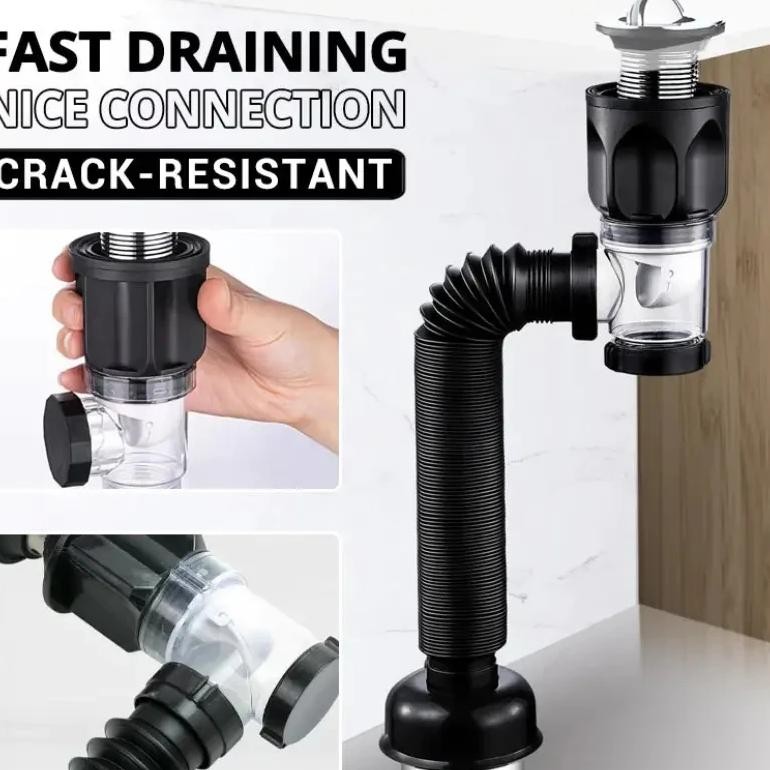 Jual Flip Top Anti-Odor Drain Pipe Set Kitchen Sink Drain Retractable ...