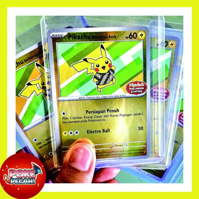 Jual Pikachu Berbaju Batik Foil Holo Promo Indonesia Journey dan non Holo Kartu Pokemon TCG ...