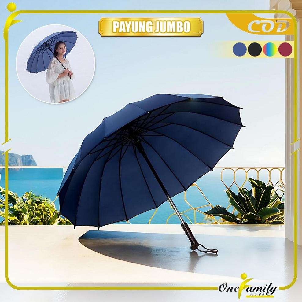 Jual sa-324 sa-324 ONE-C1158 Payung 16 Jari Polos Buka Otomatis Gagang ...