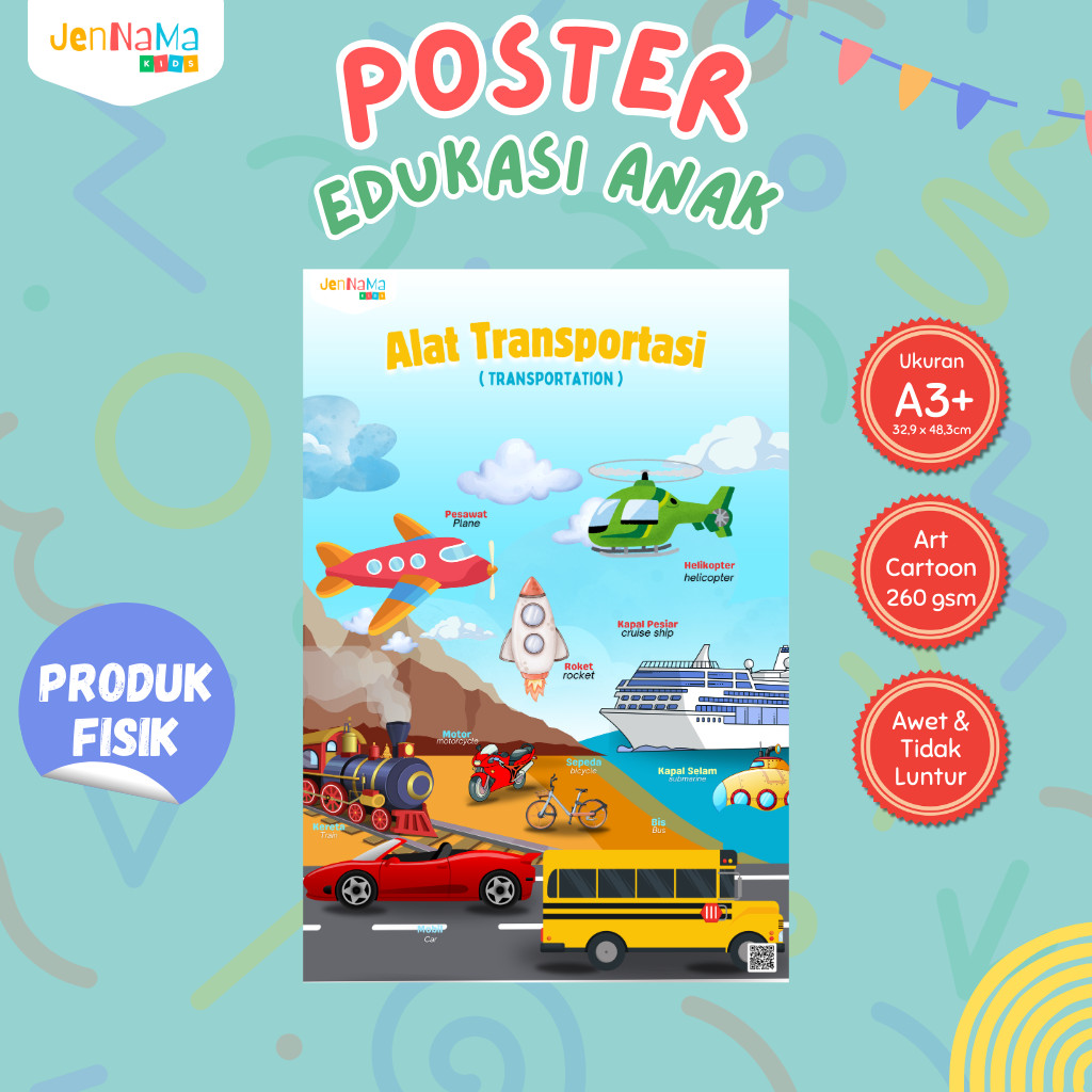 Jual Poster Edukasi - Alat Transportasi | Anak Pendidikan PAUD TK Usia ...