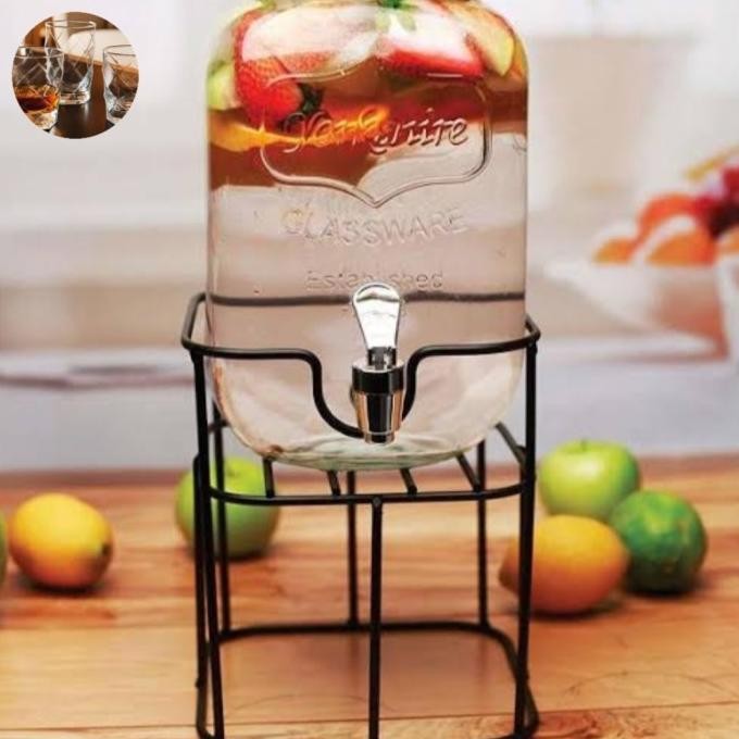 Jual Dispenser Kaca/Gelas Storage Drink/Mason Gelas Jar/Beverage Glass ...
