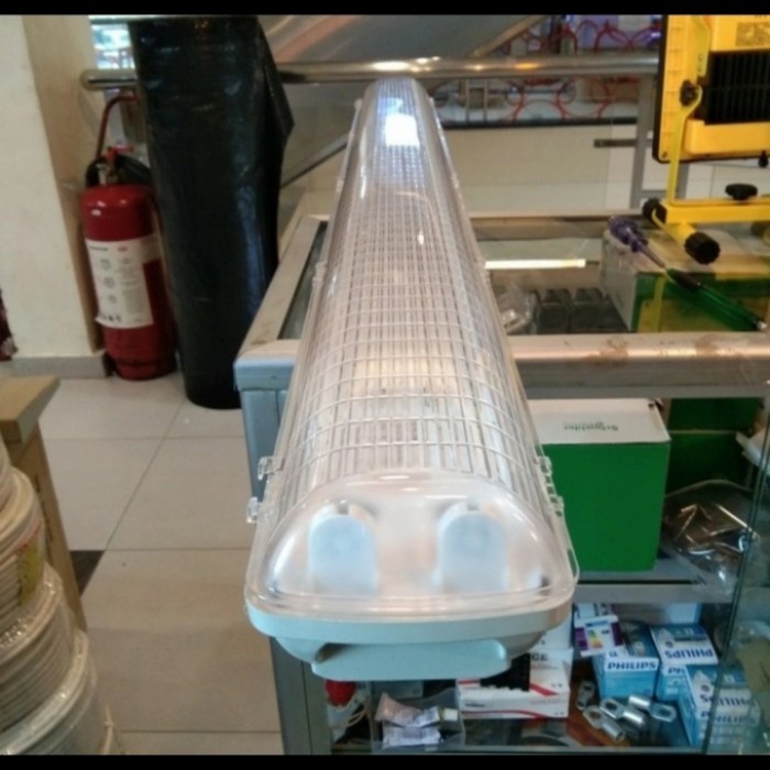 Jual Kap Lampu TL Waterproof 2x18 Watt + Lampu TL Philips 8Watt 2x ...