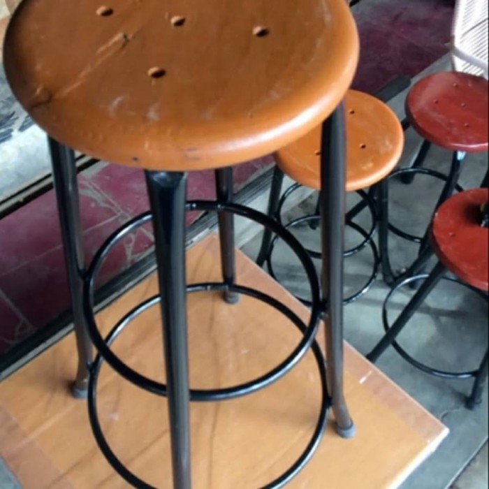 Jual Bangku Bulat Besi Kayu 50Cm | Shopee Indonesia