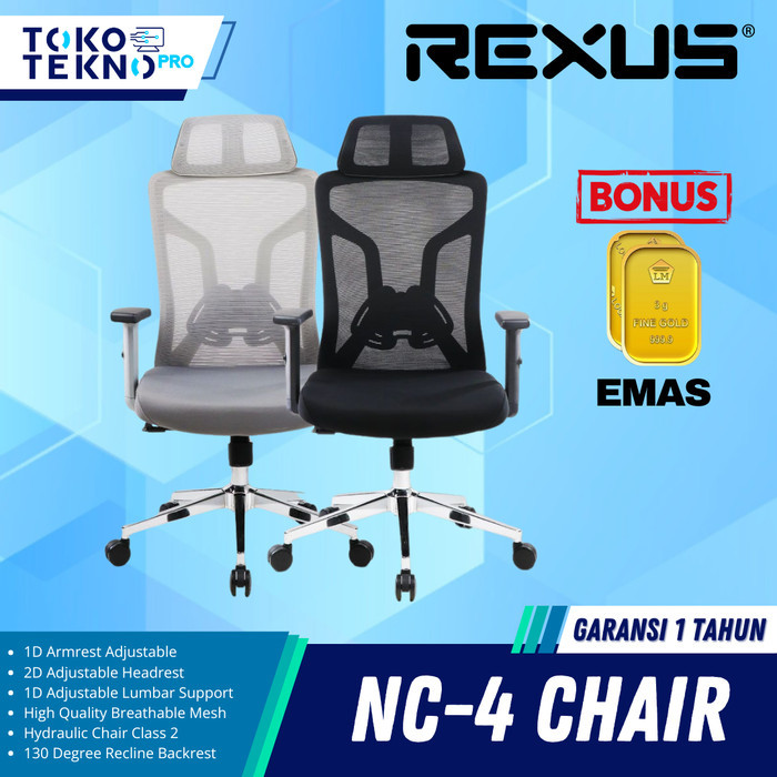 Jual Rexus Nc4 / Nc-4 Ergonomic Office Chair Kursi Kantor Adjustable ...