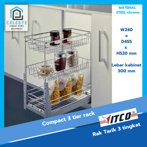Jual Vitco Compact 3 Tier Unit 300 Mm / Rak Tarik Serbaguna Slow Motion ...