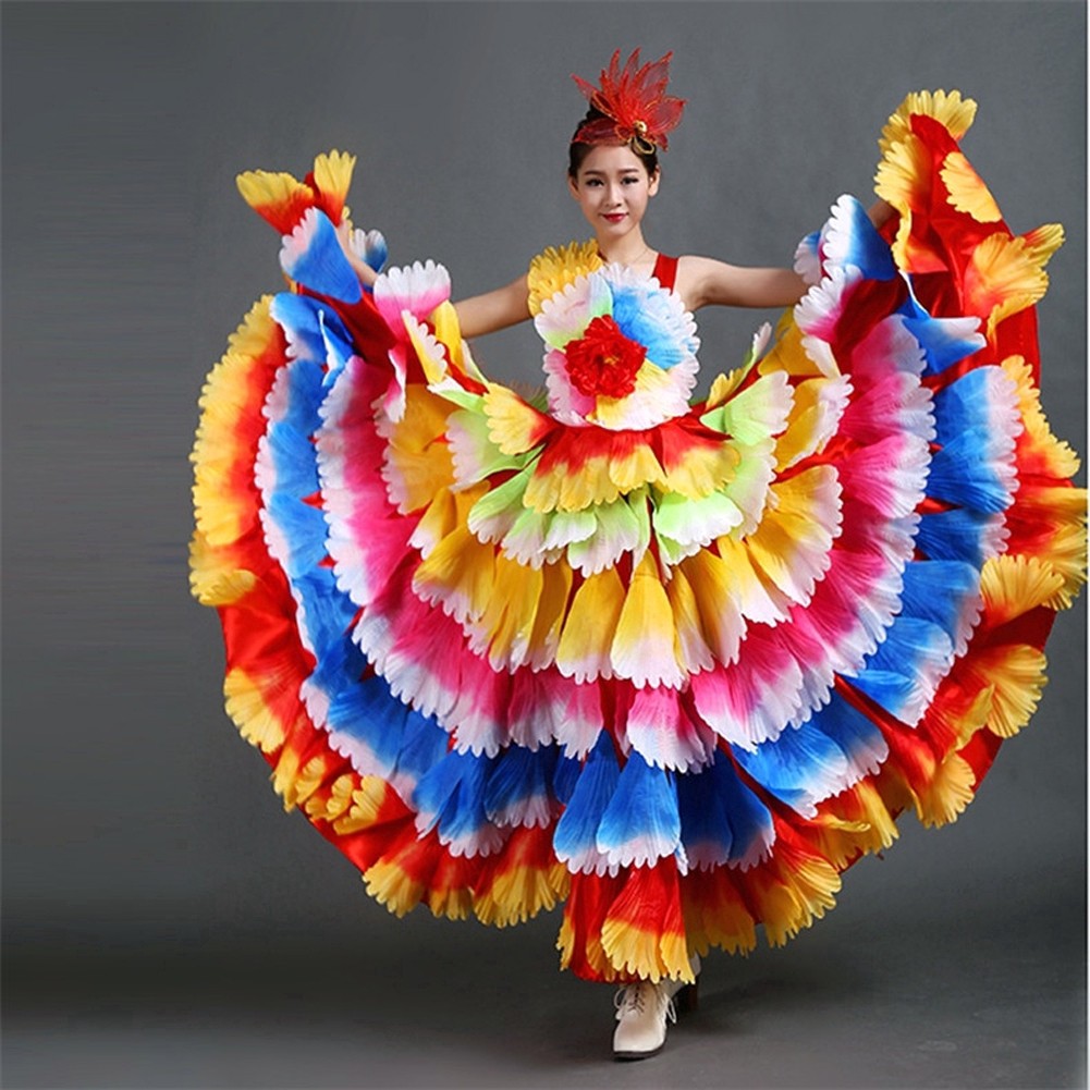 Jual Rok Petal Gaun Kinerja wanita baru atmosfer tari pembukaan rok ...