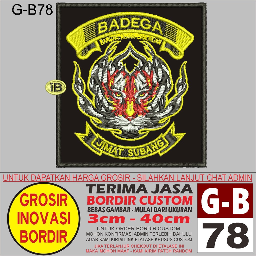 Jual PATCH BORDIR LOGO G-B78 BADEGA JIMAT SUBANG - GIB REVIEW/TESTIMONI ...