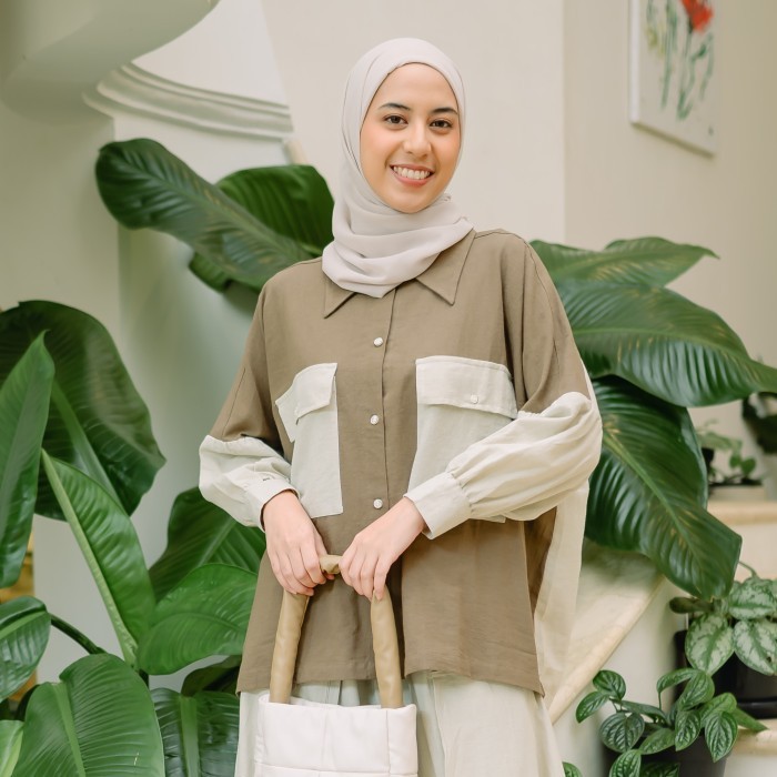 Jual Lozy Hijab - Hooja Shirt (Kemeja Saku Linen) | Shopee Indonesia