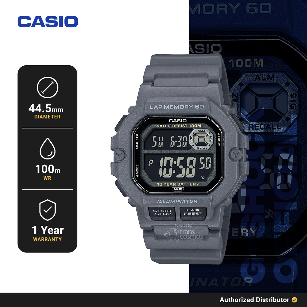 Jual [READY INSTANT] Casio General Jam Tangan Pria WS-1400H-8BVDF Original Digital Grey | Shopee ...