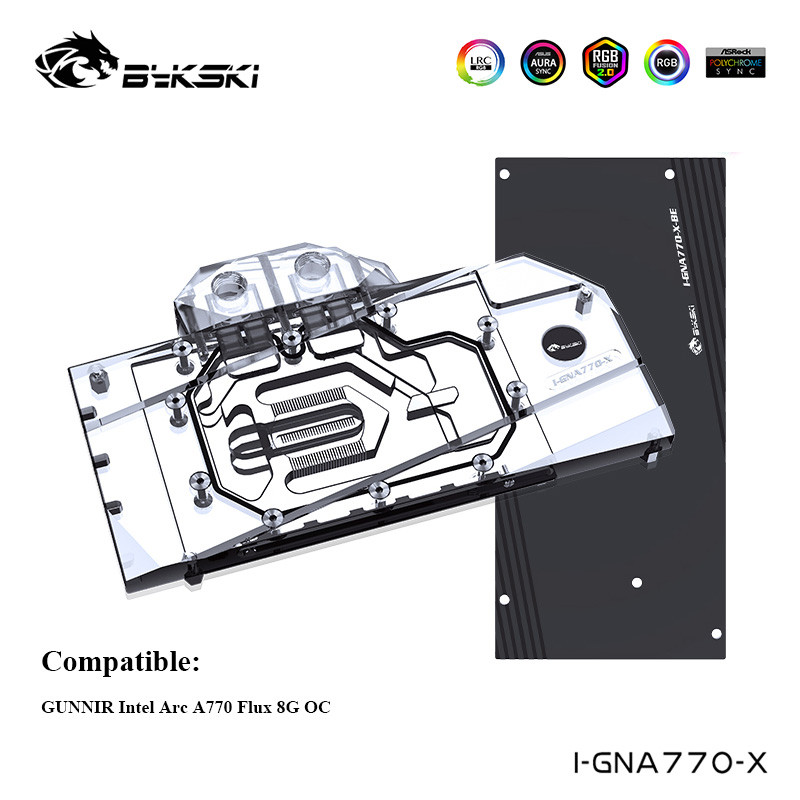 Jual Bykski GPU Water Block Compatible GUNNIR Intel Arc A770 Flux 8G OC ...