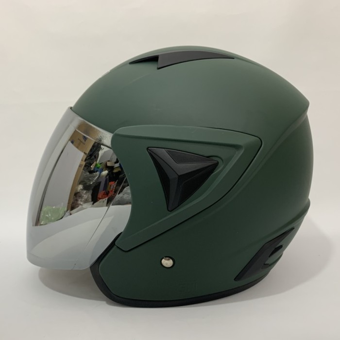 Jual Helm Jp13 Polos Hijau Army Doff Solid Half Face Helm Dewasa Sni ...
