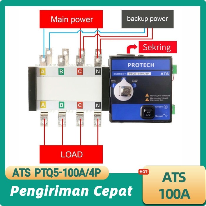 Jual ATS AUTOMATIC TRANSFER SWITCH PLN GENSET 100A 4P ATS COS Motorized | Shopee Indonesia
