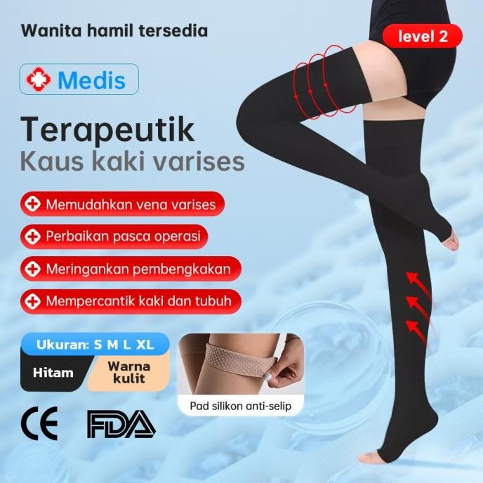 Jual Cofoe Medical Compression Stocking Medical Compression Thigh Socks ...