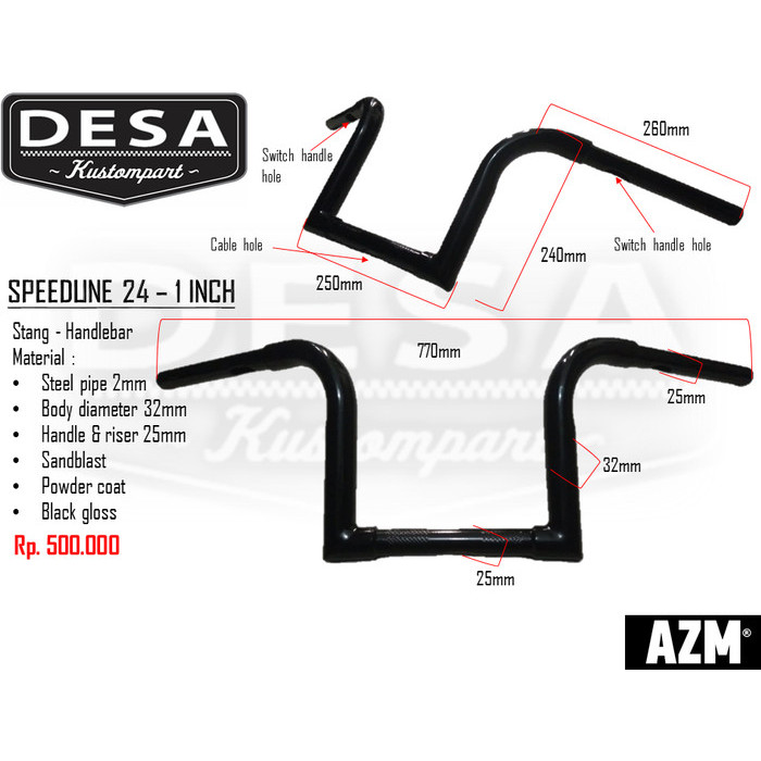 Jual STANG CUSTOM STANG SPORTSTER STANG HD HARLEY STANG 1 INCH ...