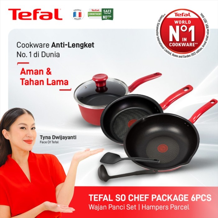 Jual Tefal Cookware Set Induksi Wajan Anti Lengket - So Chef Red 6 Pcs | Shopee Indonesia