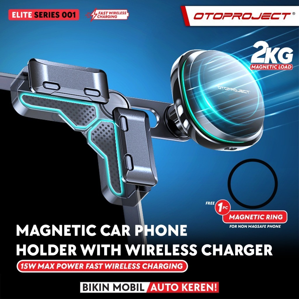 Jual OTOPROJECT MAGNETIC CAR PHONE HOLDER WITH WIRELESS CHARGER ELITE ...