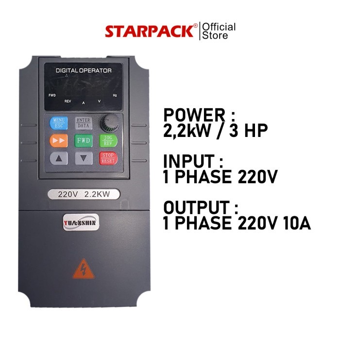 Jual BEBAS ONGKIR - Inverter VFD Yuanshin YX3000 2,2kW/3HP Input 1Ph 220v Output 1Ph 220v ...