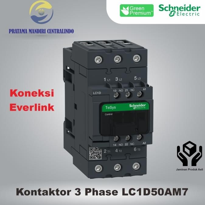 Jual Miliki Lc1D50Am7 Kontaktor 3 Phase 50 Ampere 22Kw 220V Schneider ...