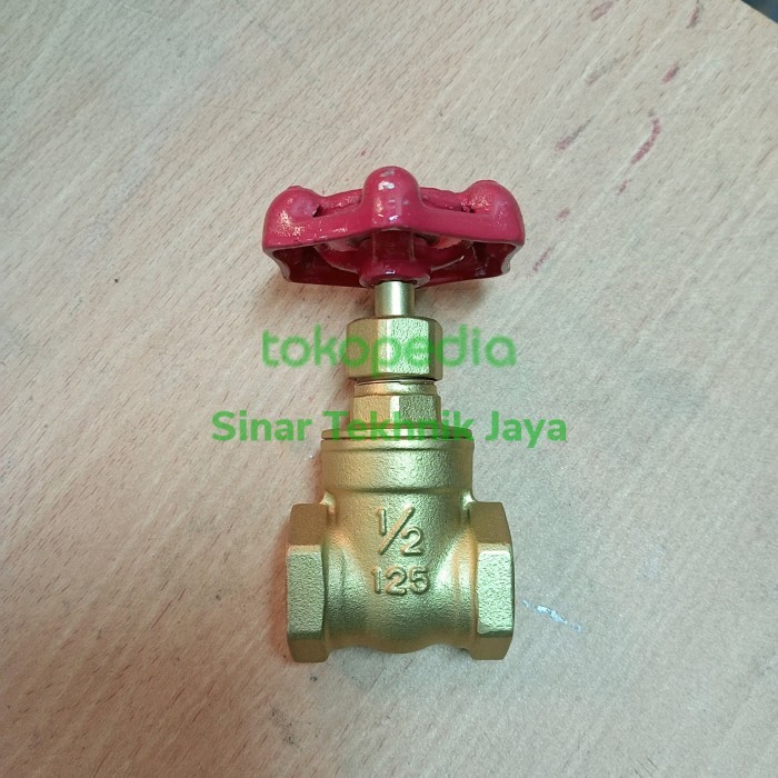 Jual PROMO! Gate Valve 1/2" kitz kuningan stop kran 1/2" inch | Shopee Indonesia