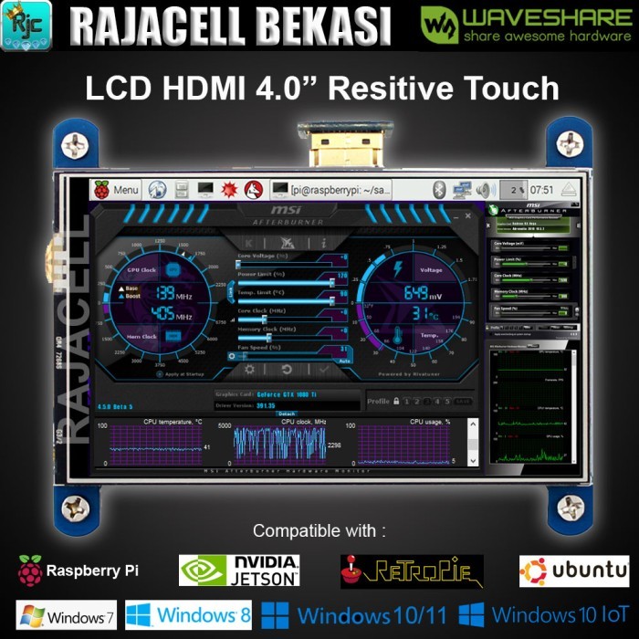 Jual Waveshare 4" 4Inch Hdmi Lcd Touch Screen Monitor Display Raspberry ...