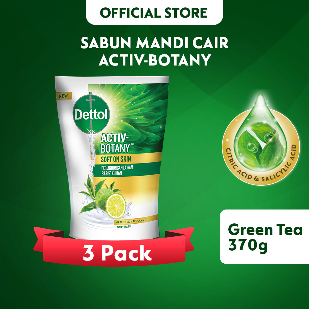 Jual Dettol Sabun Mandi Cair Activ-Botany Green Tea Bergamot Pouch 370 ...