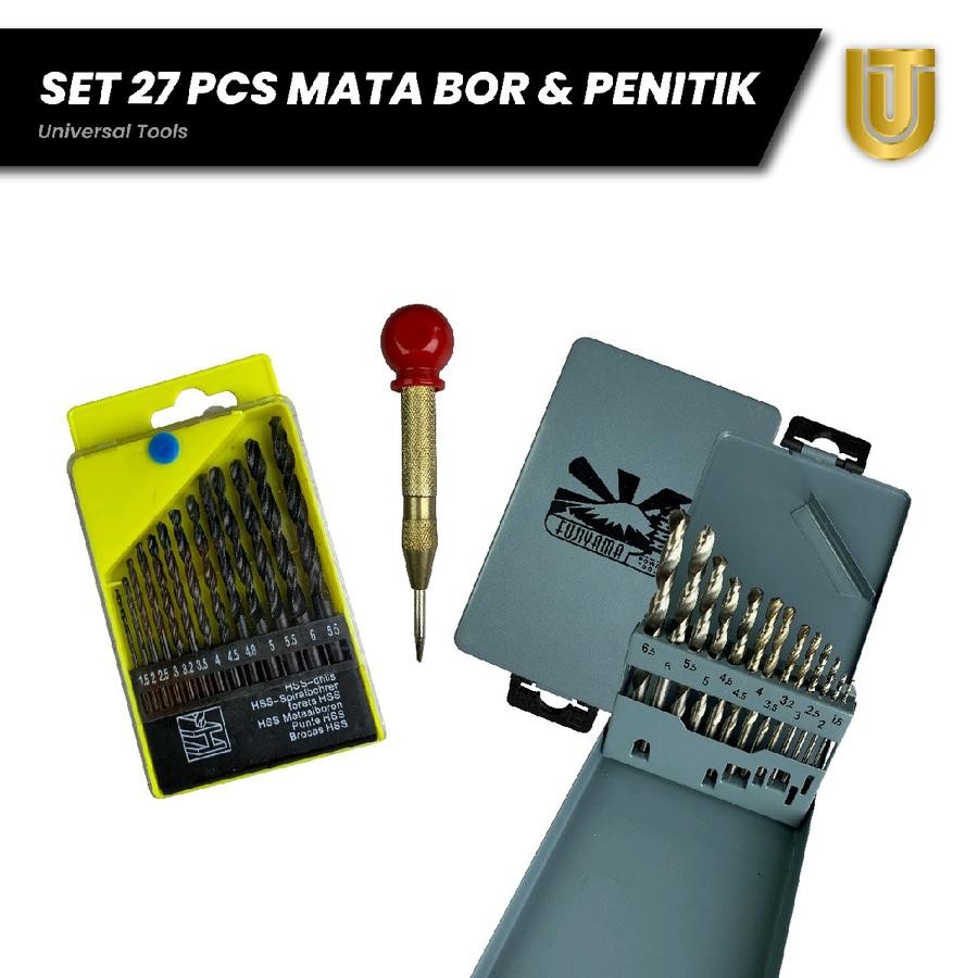 Jual Mata Bor Besi HSS Kayu dan Penanda Titik Bor ( Paket Set 27 Pcs ...