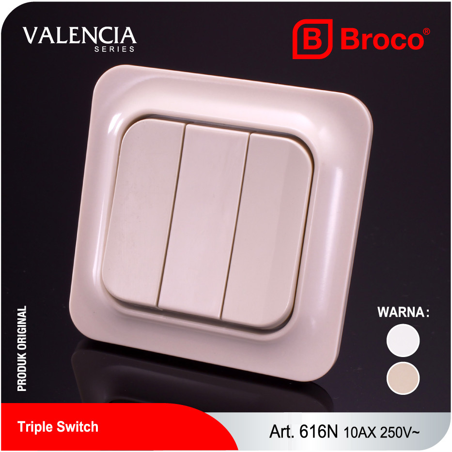 Jual Broco Electrical Saklar Triple Valencia (616N) | Shopee Indonesia