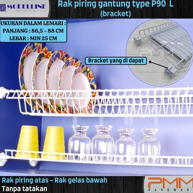 Jual Rak Piring Gelas Gantung 90Cm Tanpa Tatakan Kitchen Set Atas ...