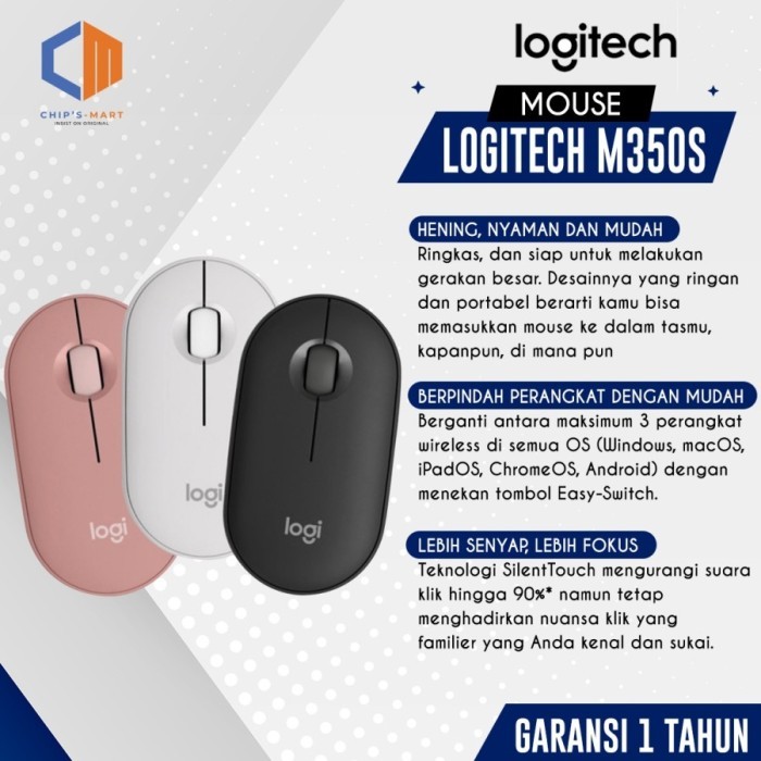 Jual Logitech M350 Mouse Wireless Silent Bluetooth 100% Original ...