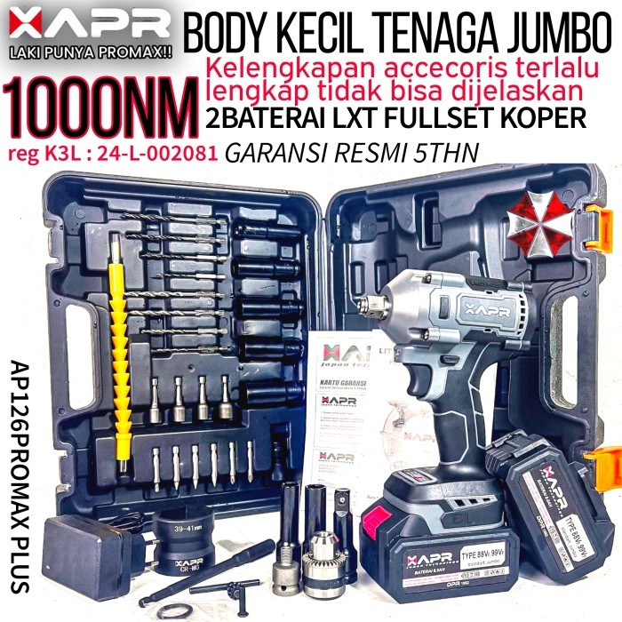 Jual APR AP126PROMAX RAJA IMPACT WRENCH 1000nm body kecil tenaga jumbo ...