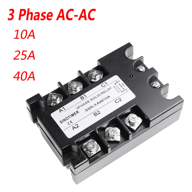 Jual Baru 10A 25A 40A SSR 3 Phase Solid State Relay SSR-10 AC to AC Solid State Relay 25 SSR ...