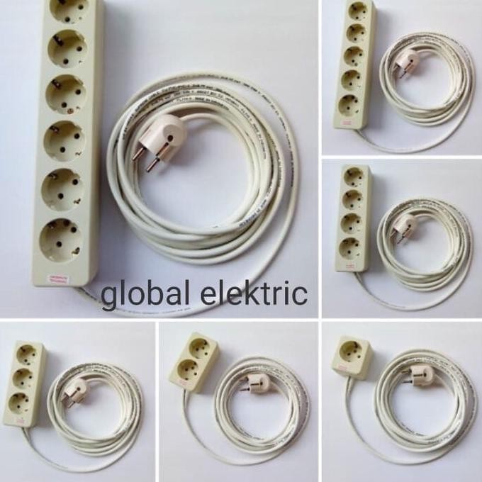 Jual Ready stop kontak uticon 1 2 3 4 5 6 lubang kabel supreme putih 2 m meter | Shopee Indonesia