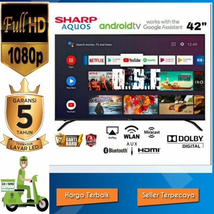 Jual LED TV SHARP 42 INCH 2T-C42BG1I ANDROID SMART DIGITAL FULL HD TV | Shopee Indonesia