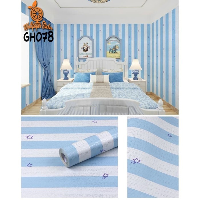 Jual Home Wallpaper Sticker Dinding Salur Bintang Biru - 45Cm X 10M | Shopee Indonesia