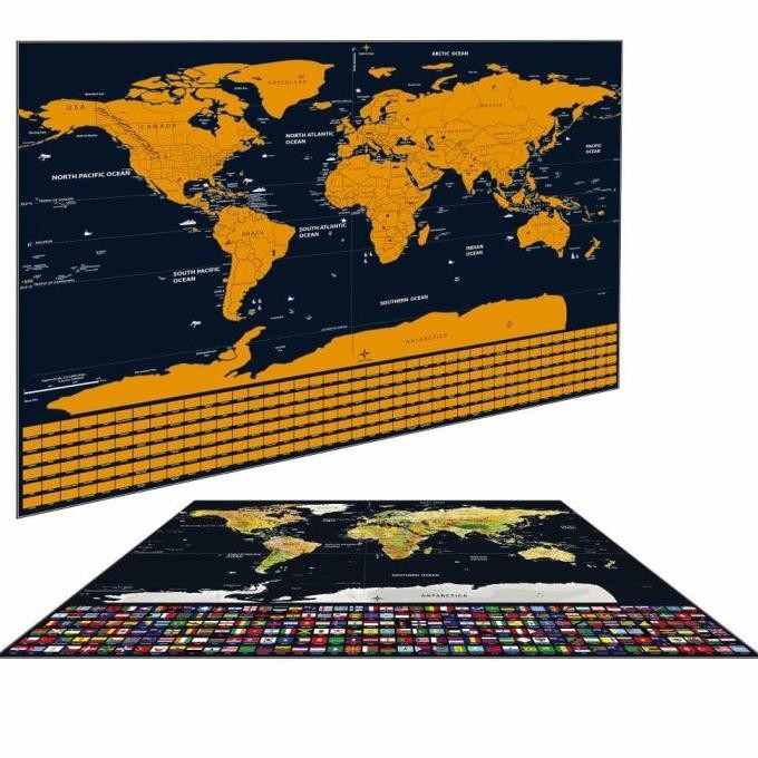 Jual Hiasan Dinding Poster Peta Dunia Scratch World Map for Mark ...